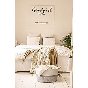 CHICVITA Square Cotton Rope Woven Basket with Handles For Books, Magazines, Toys Decorative Rectangle Basket For Baby Nursery, Living Room, Bathroom 13.5 inch x 11 inch x 9.5 inch, Pack of 1