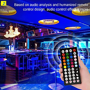 RTNLIT 2-Port Music RGB LED Controller with 40 Keys IR Remote for 5050 2835 3528 RGB LED Strip Lights, DC 12V-24V