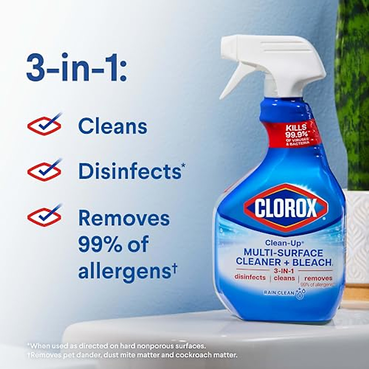 CLOROX Clean-Up Multi-Surface Cleaner with Bleach, Rain Clean, Spray, 32 Fl Oz (Package May Vary)