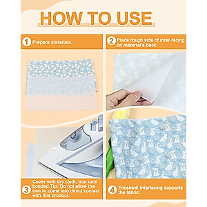PLANTIONAL Medium Weight White Iron-On Non-Woven Fusible Interfacing: 39 x 72 inch Medium Weight Non-Woven Interfacing Iron On Polyester Single-Sided Interfacing for DIY Crafts Supplies
