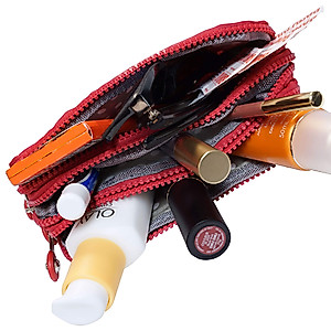 Nupouch Malibu Wristlet Three Zipper Wallet Purse, Handbag, Washed Nylon, Navy