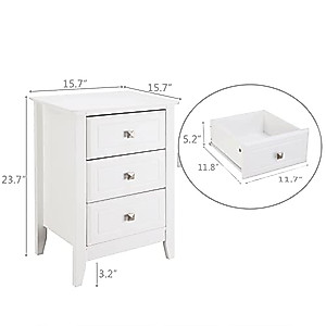 Bonnlo Upgraded White Night stands for Bedrooms Set of 2, Modern Nightstand with 3 Drawers, Wooden Bed Side Table/Night Stand for Small Spaces, College Dorm, Kids’ Room, Living Room, 16W x 16D x 24H
