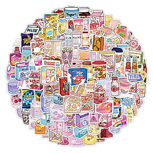 100PCS Food Drink Stickers for Kids Drink Girls Snack Pack Food Ins Can Be Used for Handbook Stickers Stationery Luggage Notes Stickers Decoration