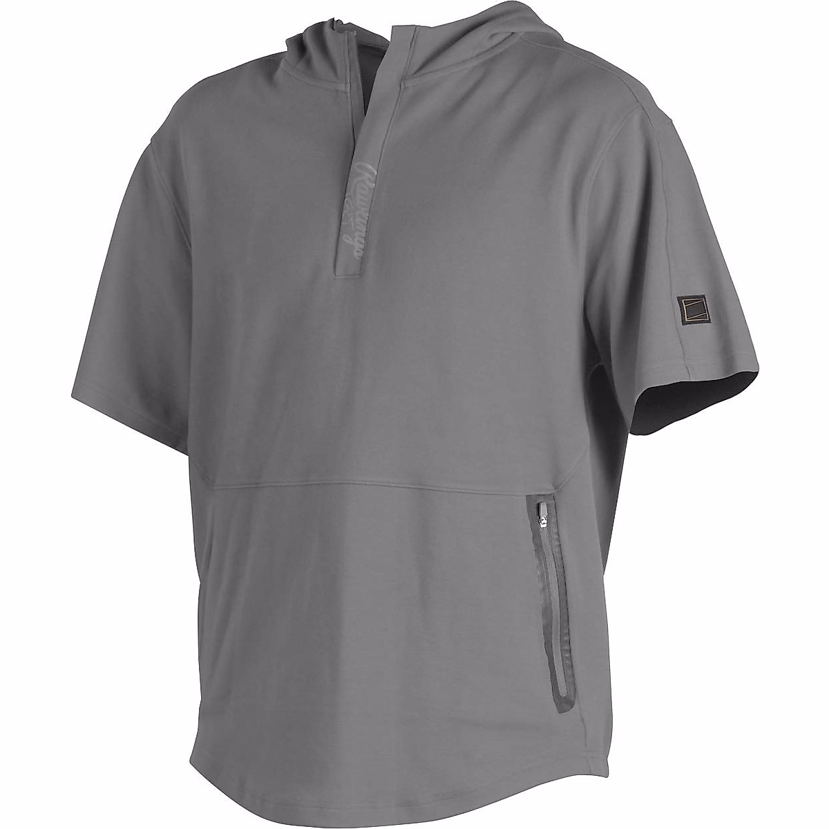 Rawlings Gold Collection Adult 1/4 Zip Short Sleeve Batting Practice Hooded Jacket, Blue Grey, 2X-Large