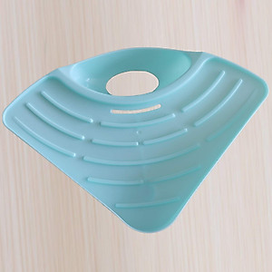 Baihuigo Sink Caddy Corner Holder:Corner kitchen Sink Caddy Organizer Sponge Dish Brush Holder Great for Sponges, Soap, Scrubbers, Cleaning Brush sink organizer. (Blue)