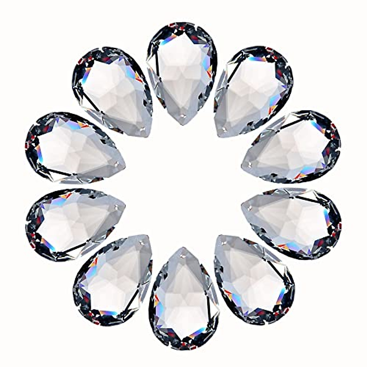 LoveUnited 10pcs Crystal Pendants 1.5"/38mm Crystal Suncatcher - Rainbow Maker Crystal, Hanging Crystals Prisms for Windows, FengShui, Hanging Ornament for Decoration, Chandelier Crystals Replacement