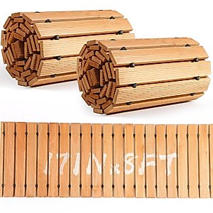 Tatuo 2 Pack Wooden Garden Pathway Roll Out Walkway Outdoor Path Wood Flooring Boardwalk Pavers for Garden Backyard Patio Beach Outdoor Wedding Party (17 Inch X 8 ft,Straight)