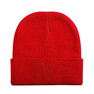 DOOVID Toddler Beanie Kids Warm Knit Beanie Hat Baby Boys Girls Knit Caps Classic Autumn Winter Hats Red