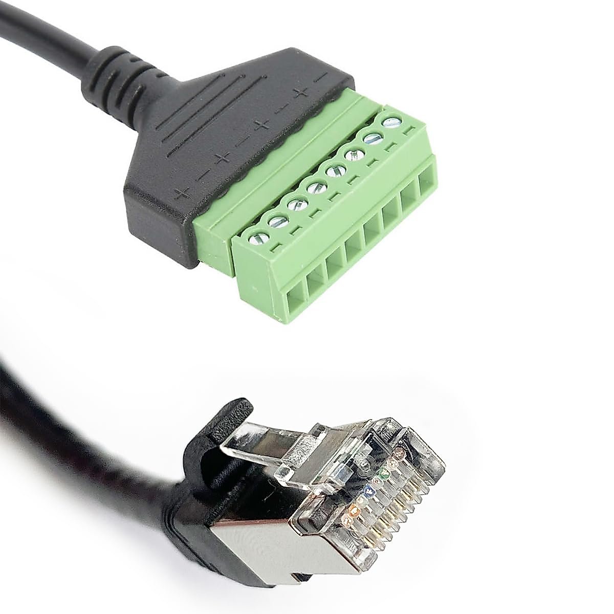 Jienk 2Pcs RJ45 Male to 8 Pins Screw Terminal Block Adapter for Cat5 Cat6 Cat7 Ethernet Extender CCTV Digital Internet,RJ45 Male Plug to 8pins Terminal Ethernet Connector