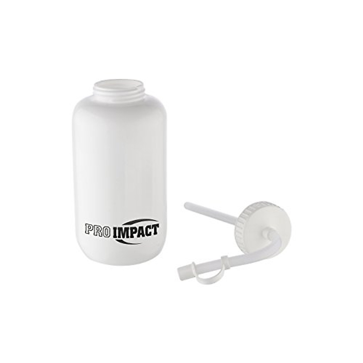 Pro Impact Boxing Water Bottle - Squeezable Plastic w/Long Straw - Ideal for Gym Yoga Sports Boxing Lacrosse Football Hockey Cycling & Outdoor (35.5 Oz.) (White)