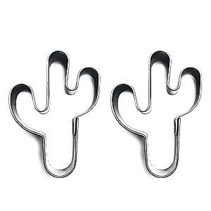 (2 Pack) Cactus Shape Cookie Cutters Stainless Steel Fondant Molds Cutters (2" wide x 2.75" tall) Southwest Party