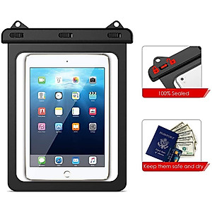 VHOPMORE 10.5 inch Waterproof Tablet Case, Tablet Dry Bag for iPad Pro 10.5, iPad 2020 10.2, New iPad 9.7, iPad Air 3, Air 2, Galaxy Tab A 9.7 / S6 / S7, Kindle Fire HDX/Fire HD 10, up to 10.5 Inch