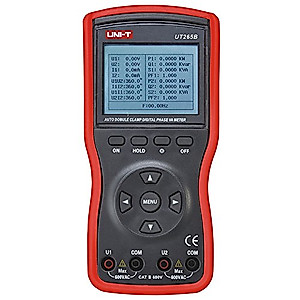 UNI-T UT265B Intelligent 2/3 Phase 2-Clamp Voltammeter 0.5A Clamp RS-232 Storage 1500 240×160 Pixel 0.0mA～20.0A 0.00V～600V 45Hz～65Hz 0.0W～12kW 0.0VA～12kVA 0.0VAR～12kVAR
