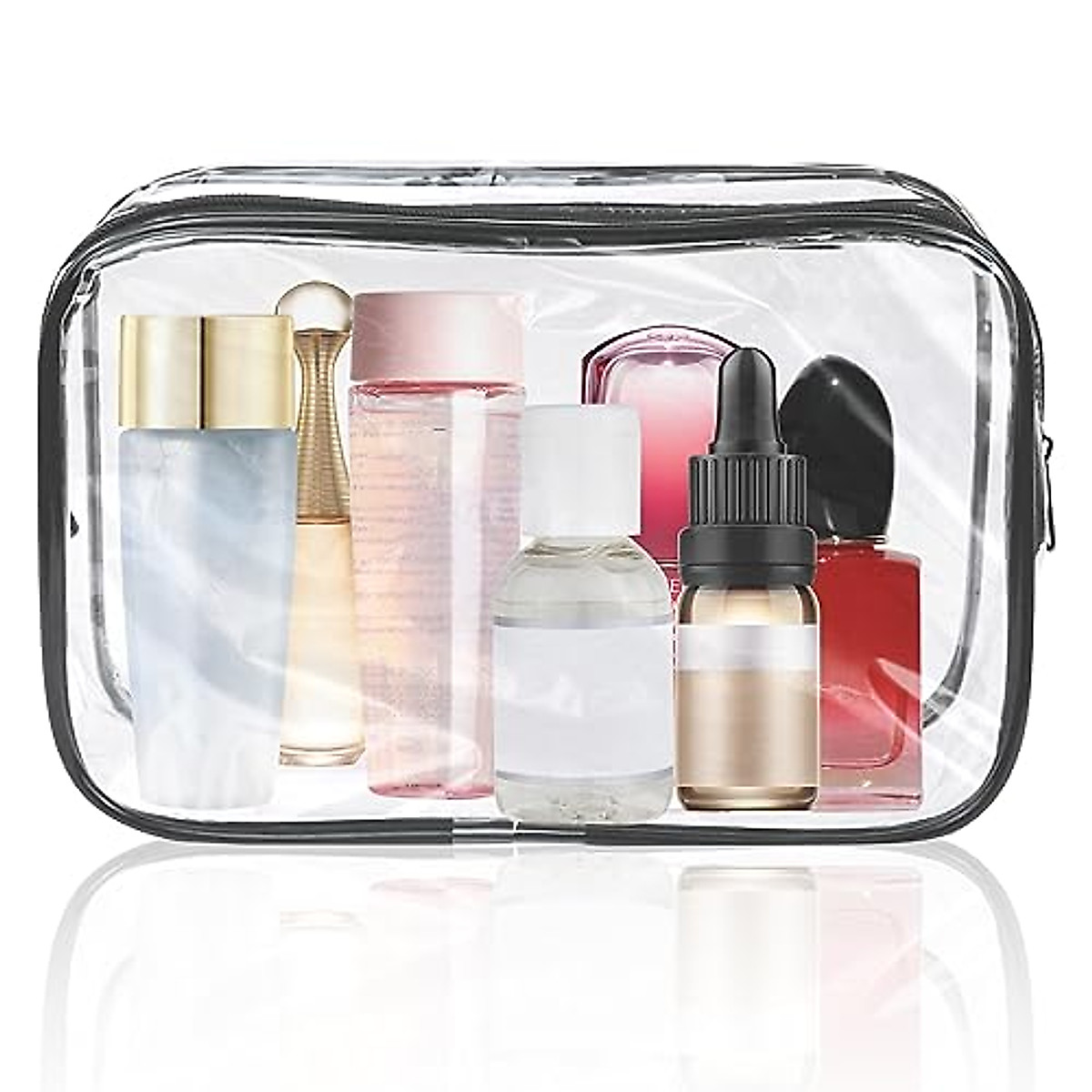 Liatinbo 3Pcs toiletry bag for traveling women,Makeup Bag with Zipper, TSA Approved Toiletry Bag,travel size toiletries essentials (Clear black)