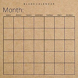 Blank Calendar: Kraft Brown Paper, Undated Planner for Organizing, Tasks, Goals, Scheduling, DIY Calendar Book