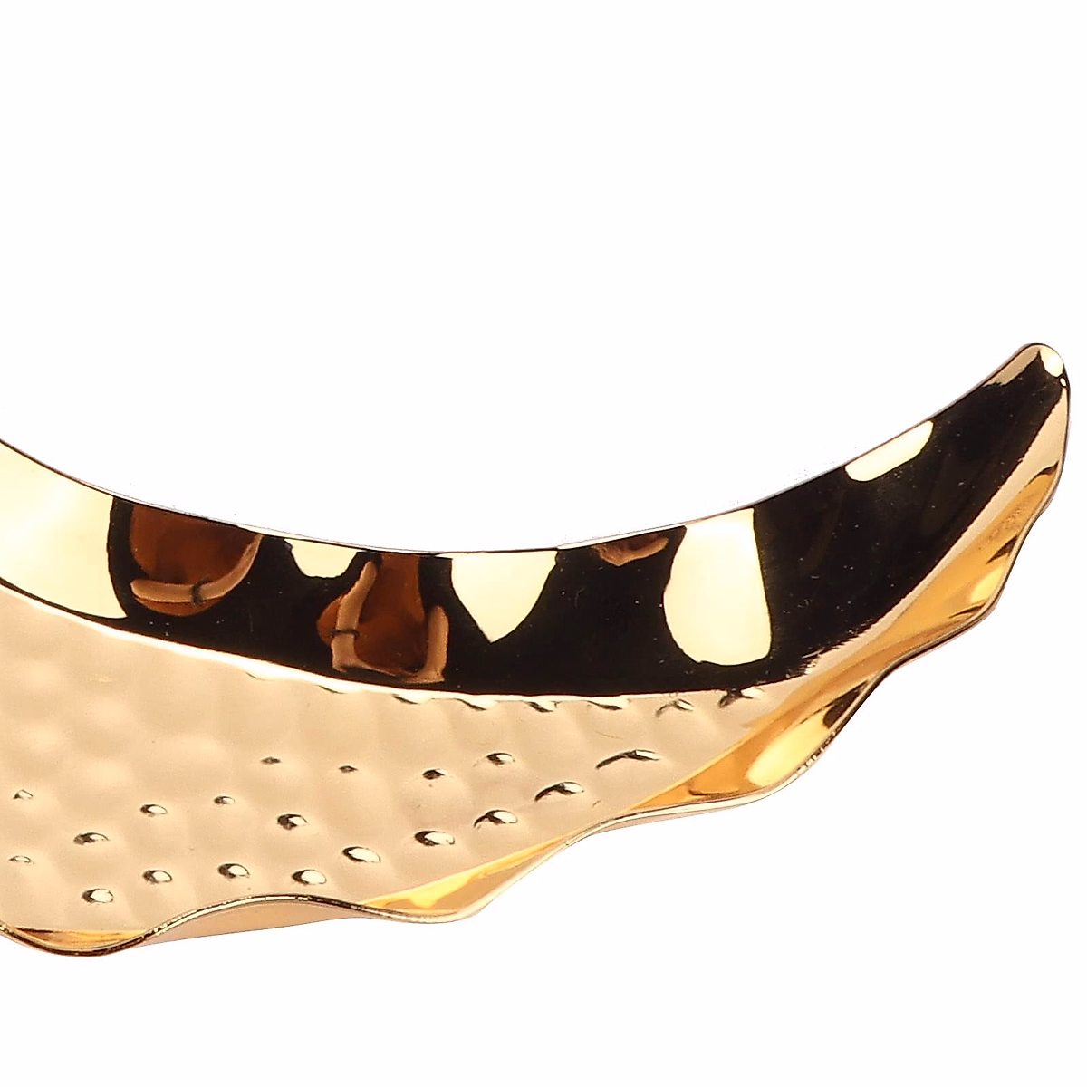 HERCHR Gold Decorative Serving Tray, Half‑Moon Shape Coffee Tea Tray Fruit Plate Coffee Serving Tray for Home Decoration