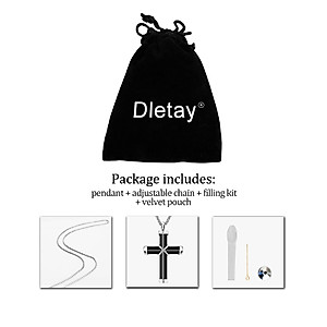 Dletay Cremation Jewelry for Ashes Urn Necklace Memorial Pendant Keepsake Jewelry(Black)
