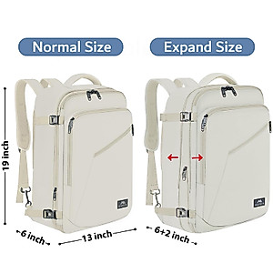 MATEIN Large Travel Backpack Women, Lightweight Carry on Backpack & Hidden Shoulder Straps, Waterproof Anti-Theft Daypack for Flight, Expandable Hiking Weekend Daypack, Travelling Gifts, Beige