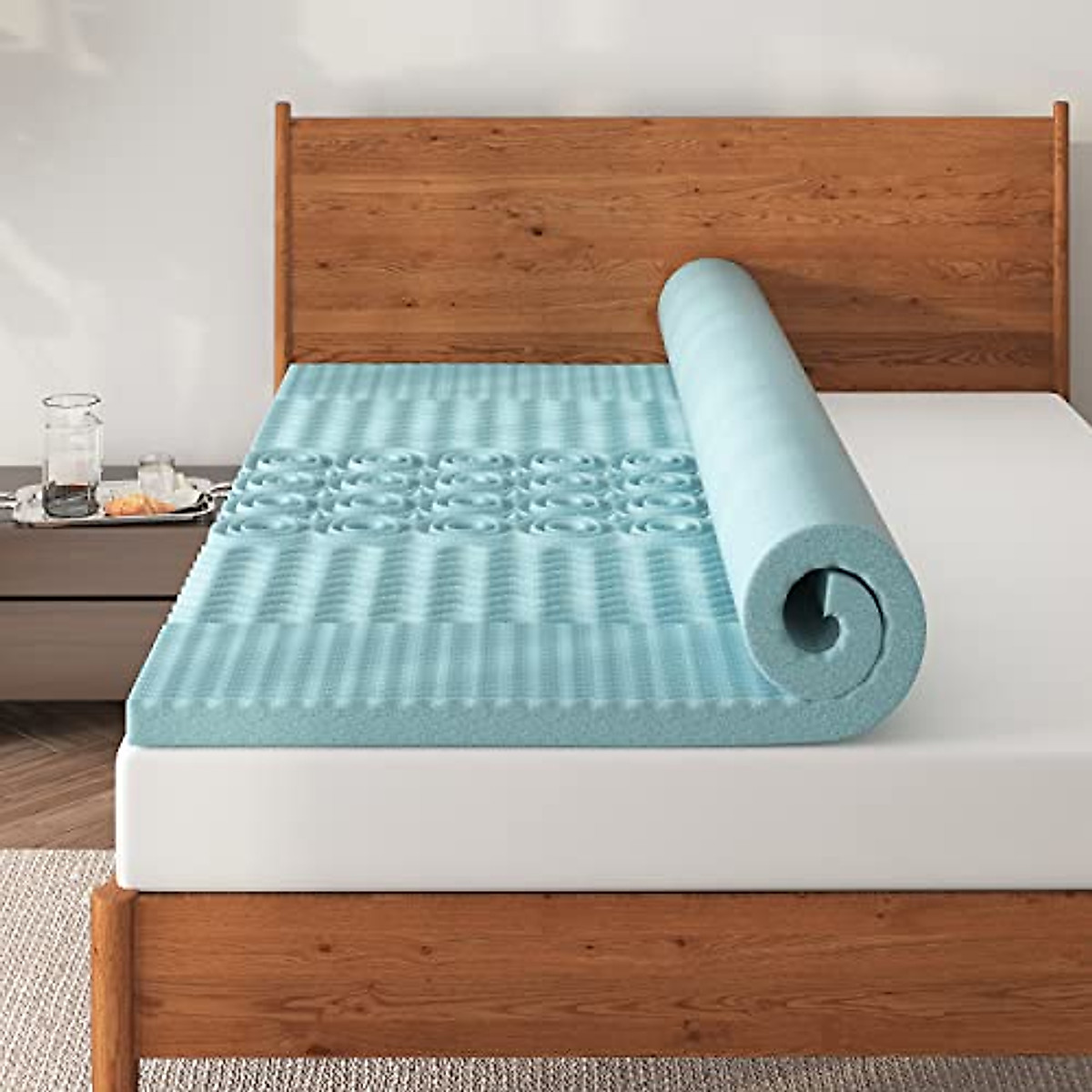 NapQueen 2 Inch 5-Zone Gel Memory Foam Mattress Topper, CertiPUR-US Certified, Twin, Blue