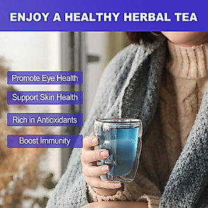 FullChea - Butterfly Pea Flower Tea Bags, 30 Teabags, 1.3g/Bag - Premium Dried Butterfly Pea, Cultivated from Thailand - Non-GMO - Caffeine-Free - Rich in Antioxidants & Support Eye Health