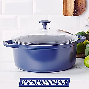 Blue Diamond Cookware Diamond Infused Ceramic Nonstick, 5.5QT Dutch Oven with Glass Lid, Lightweight Design, PFAS-Free, Dishwasher Safe, Blue
