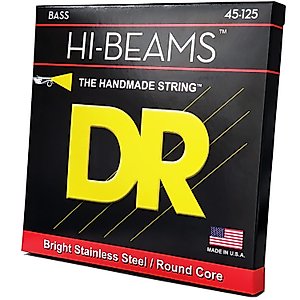 DR Strings HI-BEAMS - Stainless Steel 5-String Bass Guitar Strings, 45-125, Round Core