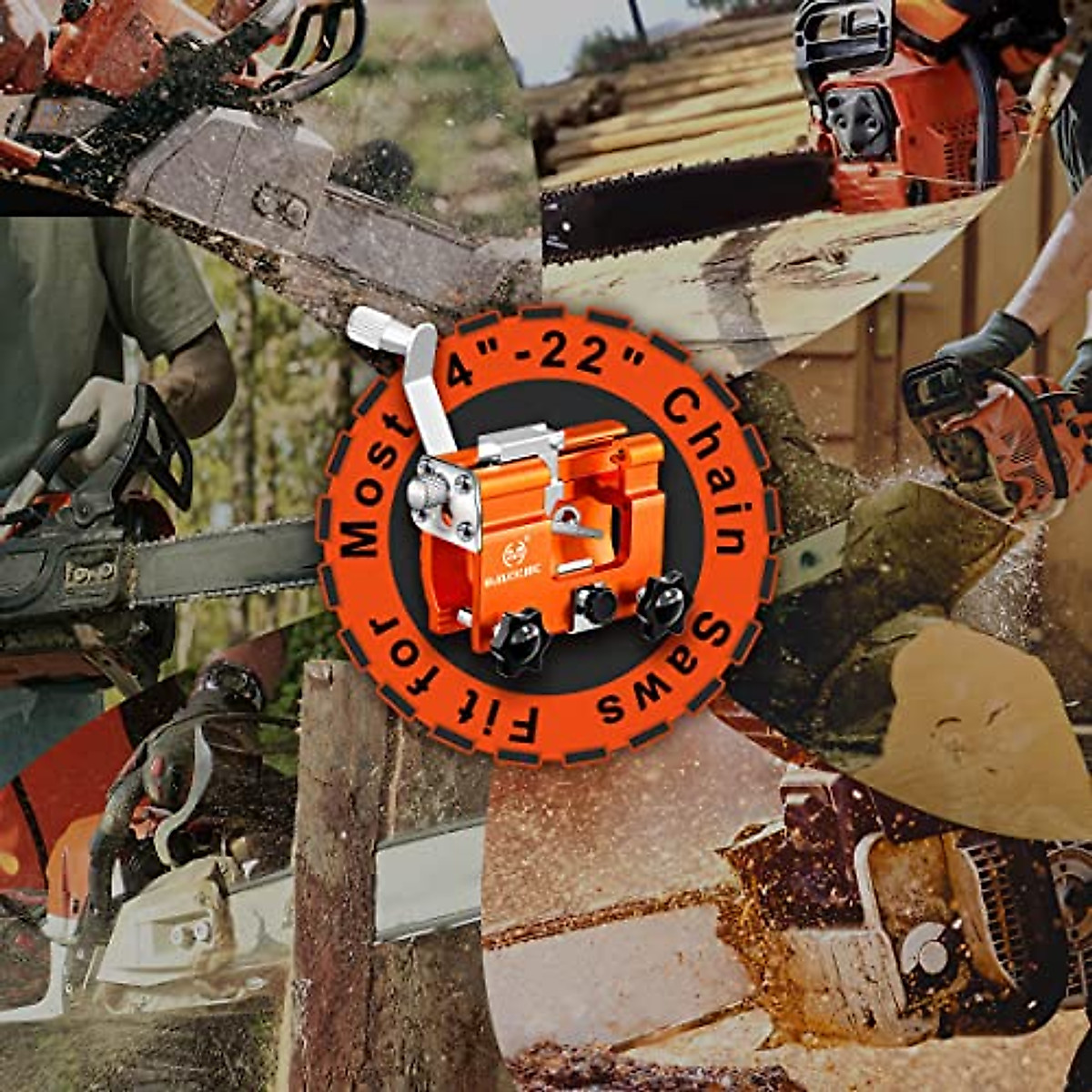 Chainsaw Sharpener Jig Kit, Portable Chainsaw Sharpening Tool with Burr Grinding Stone & Cleaning Brush, Manual Chain Saw Blade Sharpener Attachment for Chain/Electric Saw, Lumberjack, Garden Worker