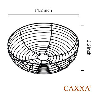 CAXXA Countertop Fruit Bowl, Wire Basket for Fruits, Breads, Vegetables,Snacks, BLACK