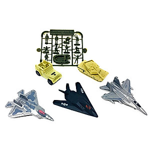 Toy Essentials 27 Inch Aircraft Carrier with Fighter Jets Vehicles and Mini Soldiers and Bonus 9 Fighter Jets