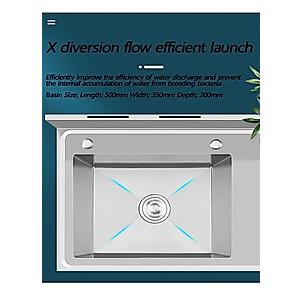 Free Standing Portable Utility Sink Commercial Restaurant Sink Stainless Steel Free-standing Kitchen Sink for Laundry Garage Camping 90x50x80cm/35.4x19.7x31.5in Left