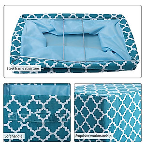 HOKEMP 2 Pack Storage Bins Foldable Stackable Underbed Storage Baskets with Steel Frame for Toys, Bookshelves, Clothes, Home Closet, Laundry (Blue lantern)