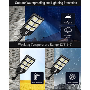 Solar Street Lights Outdoor, 800W Solar Parking Lot Lights, 6500K LED Street Light Dusk to Dawn, Solar Lights Outdoor Waterproof IP66, Wide Angle Lamp with Motion Sensor, for Yard, Commercial Grade