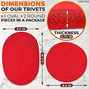 3Pcs Trivets for Hot Dishes - Red Instant Pot Trivet for Hot Pans Kitchen Decor Pot Mat, Woven Trivet Сotton Trivets for Kitchen Counter Protectors Heat Resistant Pads for Countertops