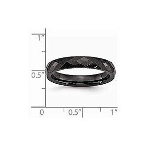Ceramic Engravable Black 4mm Faceted Polished Band Ring Size 7 Jewelry for Women