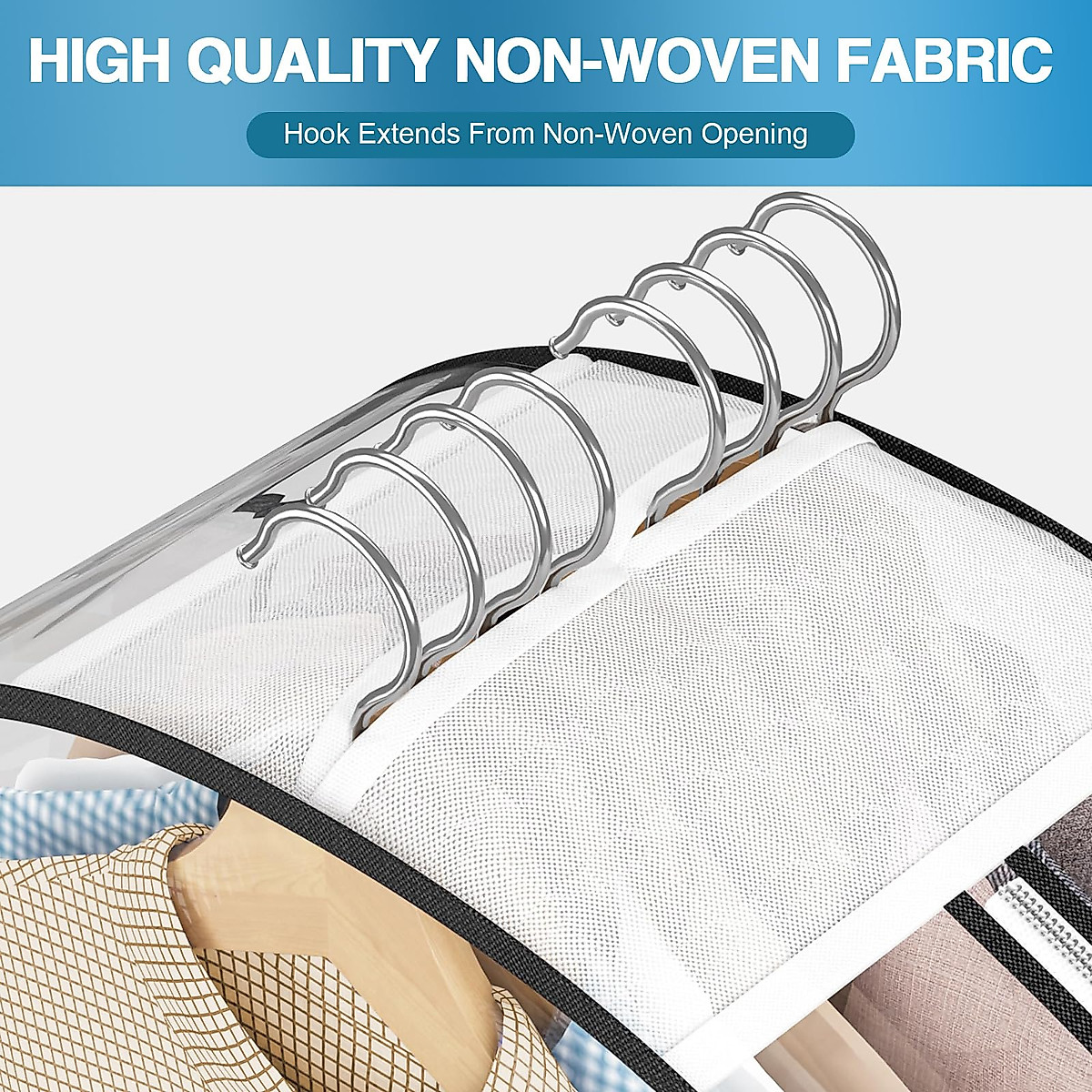 Hiitytin 40" Clear Garment Bags for Hanging Clothes, 4 Pcs Garment Covers with 10" Gusseted & Side Zipper - Hanging Clothes Storage Bag for Closet, Suit, Coat, Shirt, Dress Bags