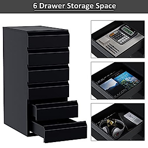 Aobabo 6 Drawer Chest Storage Cabinet Used Under Desk, Modern Floor Storage for Office Living Room Bedroom,6-Layer Vertical Drawer Cabinet for Home&Office…