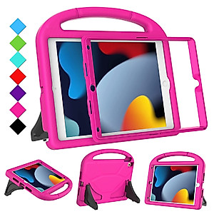 RTOBX iPad 10.2 & 10.5 Case for Kids, iPad 9th/8th/7th Generation 10.2" 2021 2020 2019 Case with Screen Protector, iPad Air 3rd Gen/Pro 10.5 inch Protective Cover with Handle Stand, Pink