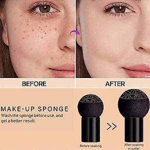 ELAIMEI Mushroom Head Air Cushion CC Cream, BB Cream, Moisturizing Concealer, Moisturizing BB Cream Makeup Base Long Lasting with Mushroom Makeup Sponge, Easy to Apply, Round (Natural)