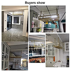 KEPMOGOH Ceiling Wine Glass Rack, Adjustable Hanging Metal Wine Holder Cabinet, Floating Iron Bottle Holder Wine Shelf, Wall-Mounted Wine Rack Storage Shelve for Bar Cafe Kitchen Party(Size : 120cm)