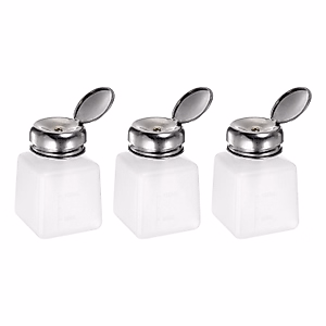 HARFINGTON 3pcs Solvent Alcohol Dispensers 100ml(3.4oz) Push Down Liquid Dispenser Pump Bottle with Sealing Stainless Steel Lid for Acetone Cleanser Polish Remover, White