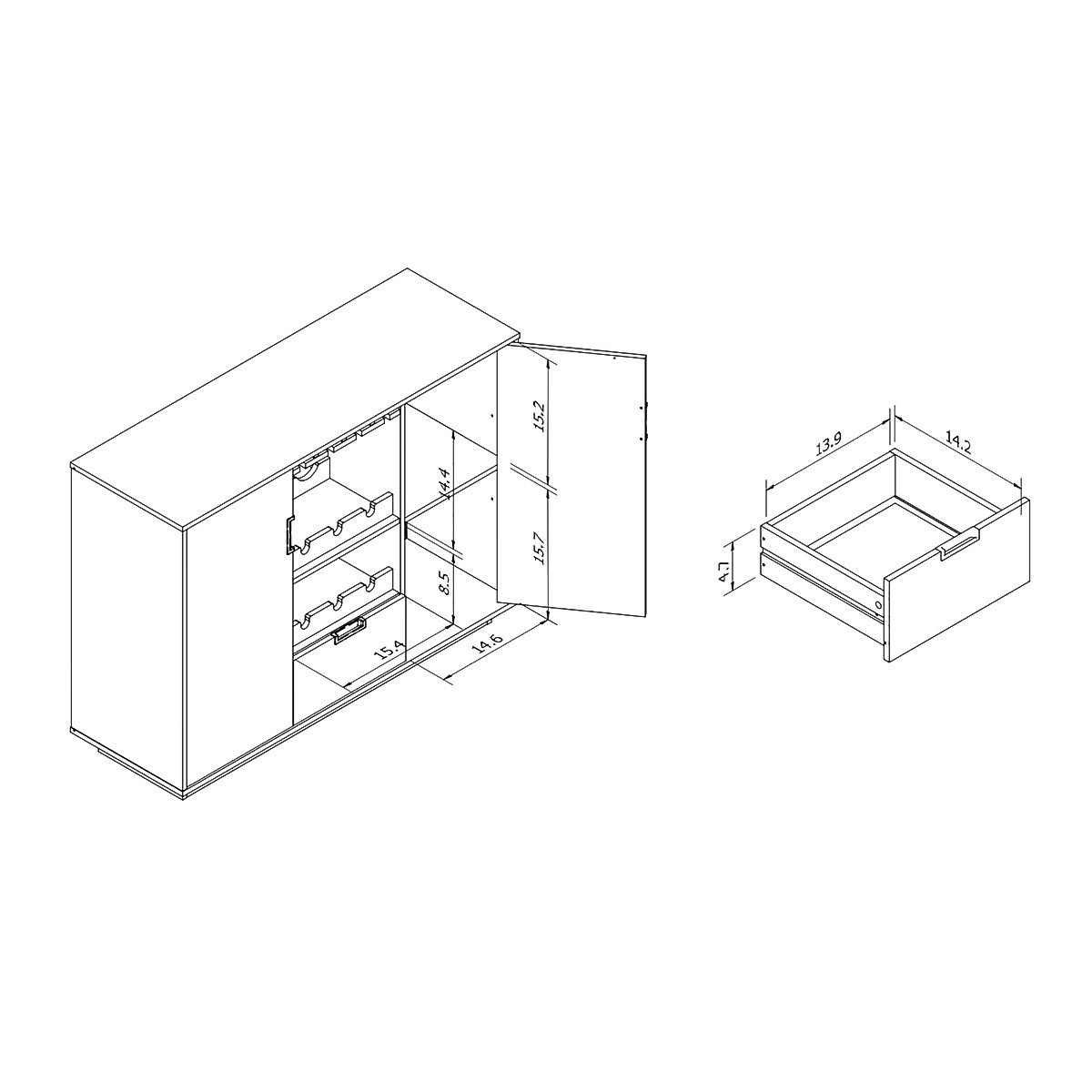 Furniture of America Mendocino Contemporary 1-Drawer, Wood Frame Dining Buffet with Wine and Glasses Display Racks, Espresso