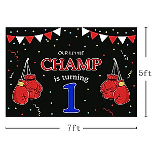 MEHOFOND 7x5ft Boxing Birthday Party Backdrop Boy First 1st Bday Red and Black Boxer Sport Photography Background Banner Fight Night Photo Booth Props