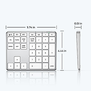 Number Pad for Laptop, iClever Bluetooth Number Pad, USB-C Charge, Aluminum Build, Multi-Device Wireless Number pad for Data Entry, Compatible with Mac, iMac, Tablet, Laptop, PC Desktop