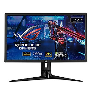 ASUS ROG Strix 27” 4K HDR 144Hz DSC Gaming Monitor (XG27UQR) - UHD (3840 x 2160), IPS, 1ms, Extreme Low Motion Blur, DisplayHDR 400, DCI-P3 90%, G-SYNC Compatible, Eye Care, DisplayPort, HDMI, USB 3.0