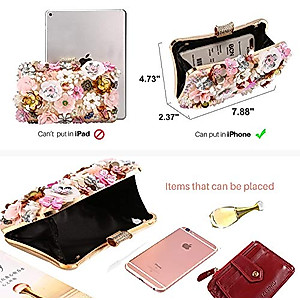 Selighting Colorful Floral Clutch Evening Bags for Women Formal Beaded Bridal Wedding Purse Prom Cocktail Party Handbags Champagne