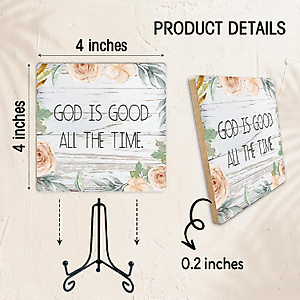 Christian Scripture Desk Decor Gift, Desk Wood Plaque with Stand, God is Good All The Time, Motivational Desk Wood Sign for Women Men Friend Family Teen colleagues School Home Office-a11