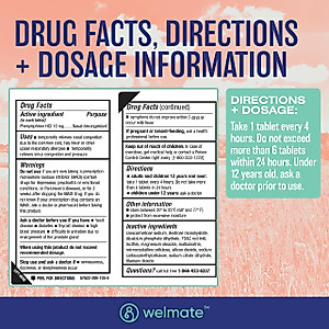 WELMATE | Nasal Decongestant PE | Phenylephrine HCl 10 mg | Maximum Strength | Sinus Relief | for Cold & Allergies | Non-Drowsy | Antihistamine | Pain Relief | Decongestants for Adults | 200 Tablets