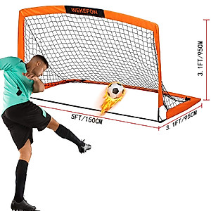 WEKEFON Soccer Goal, 5' x 3.1' Portable Soccer Net with Carry Bag for Backyard Games and Training for Kids and Youth Soccer Practice