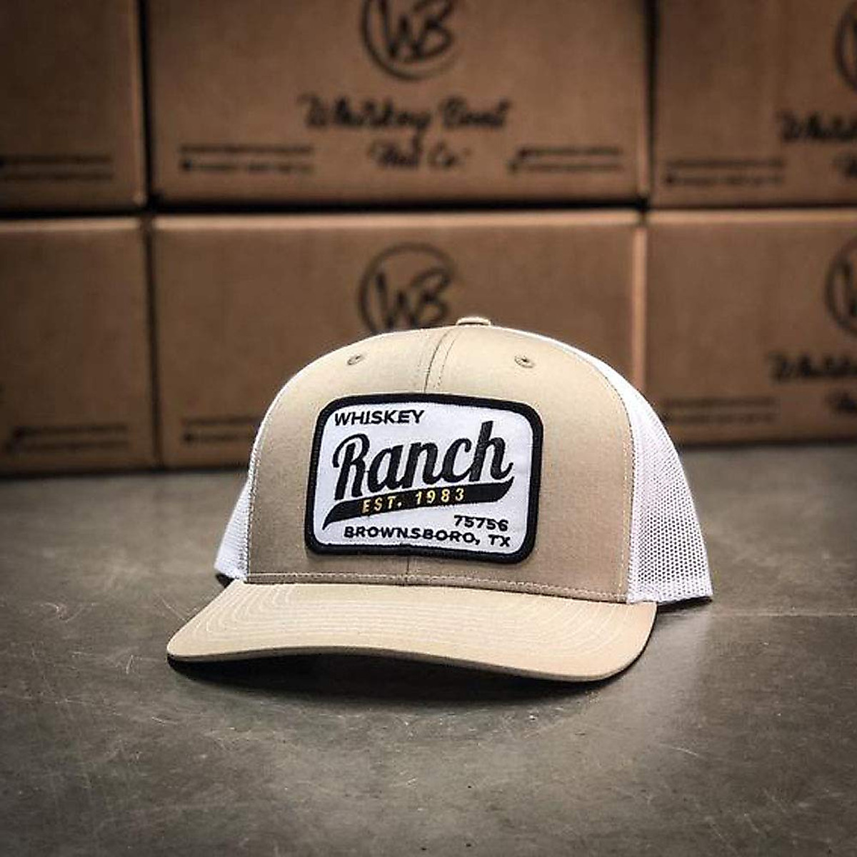WHISKEY BENT HAT CO. The Zip Adjustable Snapback Meshback Trucker Hat (US, Alpha, One Size, Tan)