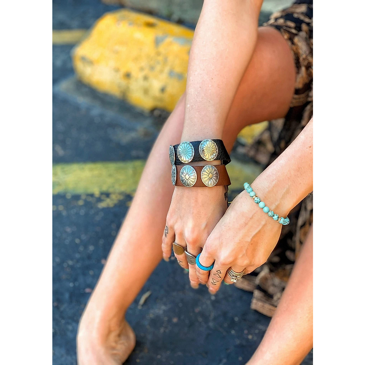 POTESSA Turquoise Gemstone Bracelet Chakra Round Beads Bracelet Healing Reiki 6mm